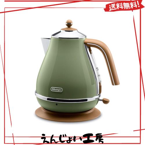 De’Longhi (デロンギ) 電気ケトル アイコナ・ヴィンテージ KBOV1200J-GR ステンレス 1.0L 見やすい水量計 異物混入防止フィルタ 空だき防
