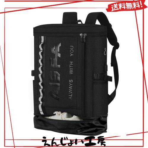 [AISFA] リュック メンズ  防水17インチ PC ビジネス USB充電ポート 30L  靴/弁当収納 (ブラック#3)