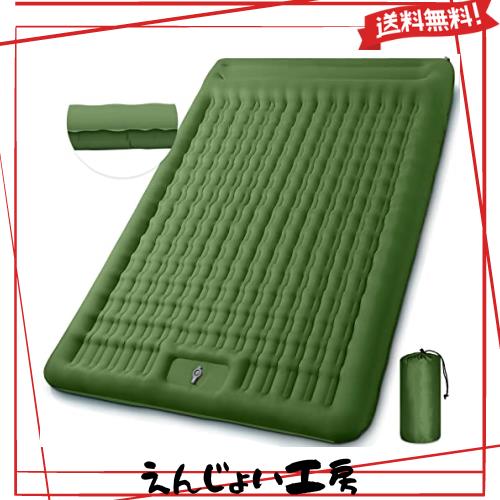 GDREAMT ダブル エアーマット キャンプ マット コンパクト 【幅広135cm・厚さ12CM】 エアマット 2人用 枕付き 寝心地よい 厚手 持ち運び