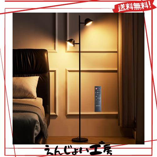 Joyly  LEDフロアライト、20Wフロアライトリモコン付き、間接照明おしゃれ、調光・調色、タイマー、ダブルヘッドライト＋タッチコン