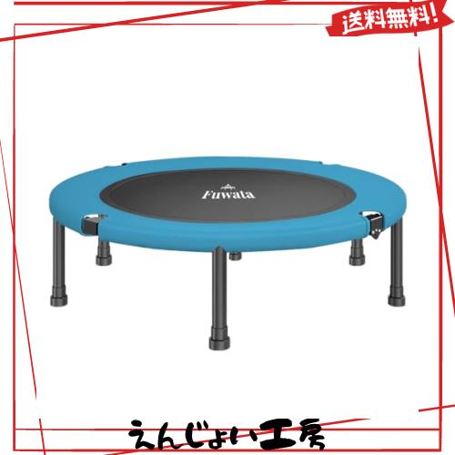 Fuwata トランポリン 室内用 大人用 子供用 大型102cm 耐荷重150kg 静音 折りたたみ ダイエット 家庭用 6本脚 (ブラック+ブルー)