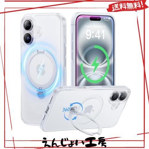 【2024最高傑作＆定点360度回転】CASEKOO iPhone 16 用 ケース 米軍MIL規格 耐衝撃 MagSafe対応 高耐久性【横縦両立・角度自由調整】 最大