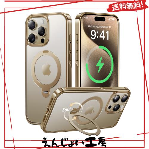 【透明な輝き＆定点360度回転】CASEKOO iPhone 15 Pro Max 用 ケースクリア超強磁力 米軍MIL規格 耐衝撃 高耐久性【横縦両立・角度調整】
