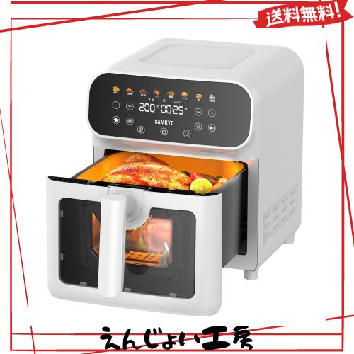 SAMKYO ノンフライヤー 6.2L 大容量 2-6人用 エアフライヤー 可視窓 タッチパネル 日本語レシピ付き ノンフライヤー機 快速調理 フライヤ