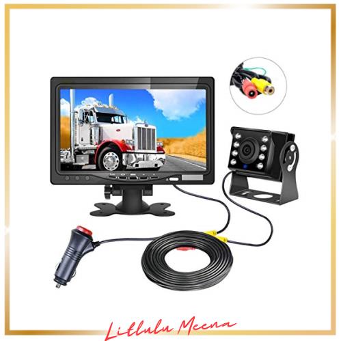 TYJUN バックカメラモニターセット 7インチバックモニター+CCDレンズ搭載LEDバックカメラ 正像.鏡像切替対応 ガイドライン表示あり ...