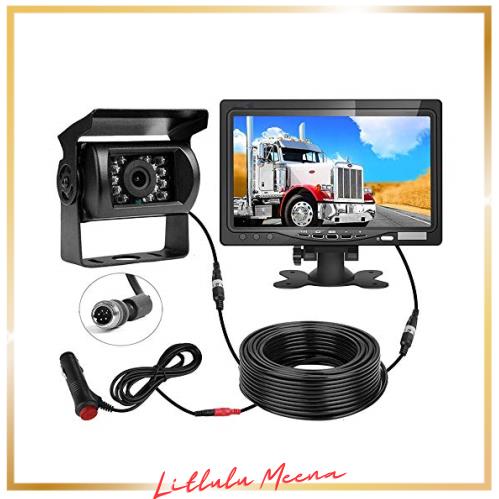TYJUN バックカメラモニターセット 7インチバックモニター+CCDレンズ搭載18LEDバックカメラ IP68防水 暗視切替機能塔載 重機 ...
