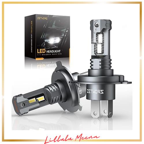 Zethors LEDヘッドライト H4 Hi/Lo 車用 高輝度6000K 3倍明るさ向上 ホワイト ワイヤレス ヘッドライト 純正ハロゲン ...