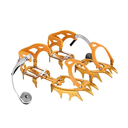BRS アルミニウム合金 超軽量 14歯雪山アイゼン 氷氷グリッパー アイゼンクライミング (ゴールデンー(Golden))