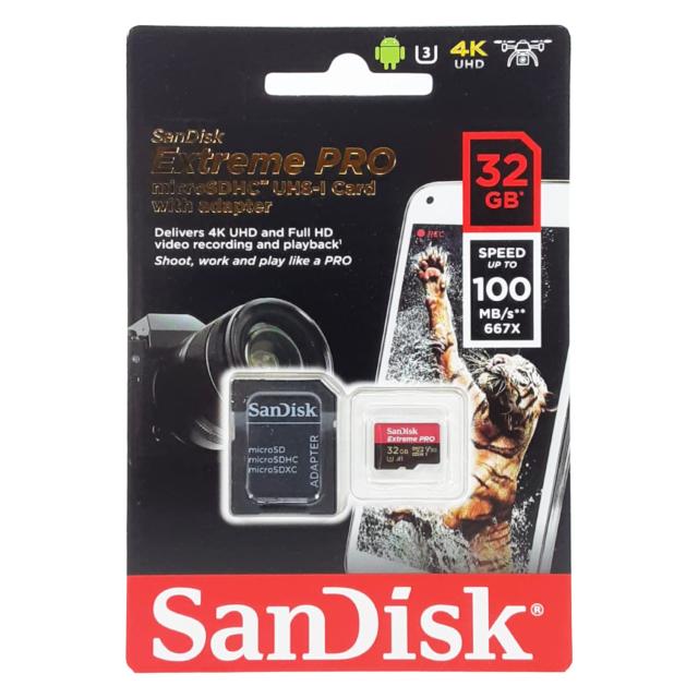 サンディスク ( SANDISK ) 32GB microSD Extreme PRO R=100MB/s W=90MB/s SDアダプタ付き [海外パッケージ] SDSQXCG-032G ...