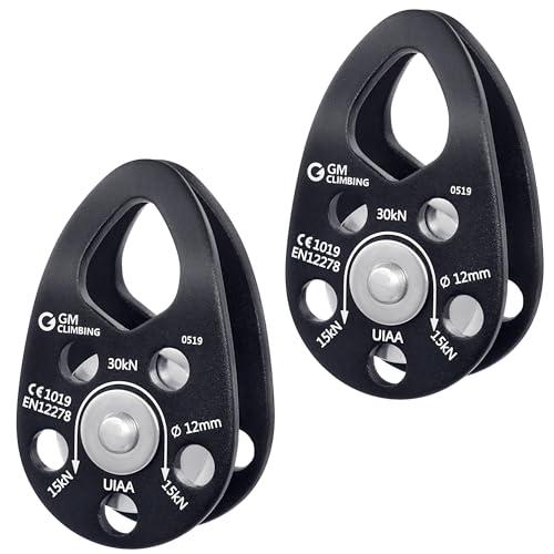 GM CLIMBING CE UIAA認証 30kN マイクロプーリー モバイルサイド プレート クライミングプーリー 12mmロープ適合 自己潤滑ブッシング 登