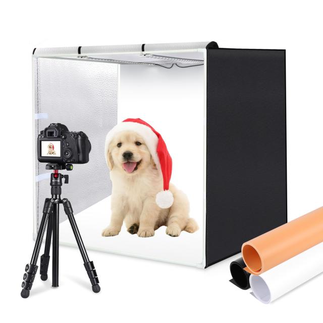 【80cm】 PULUZ 大型撮影ボックス 80*80*80cm 撮影キット 簡易スタジオ 折畳み ポータブル袋付き 簡易スタジオ 80W 5500LM調光可能 白色