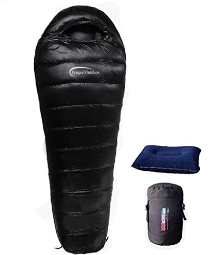 Fengzel Outdoor マミー型 寝袋 ダウン90% 400-2500g高級ダウン詰め 美しい光沢 連結可能 多色 最低使用温度-45℃ アウトドア 軽量 コン
