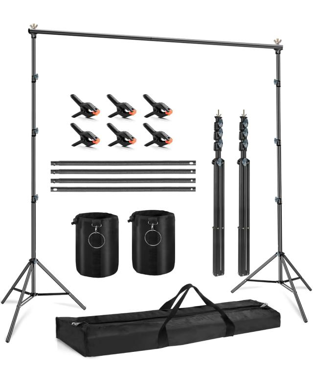 Hemmotop 背景 撮影 スタンド 280 x 300cm 背景紙 スタンド 3m 撮影サンドバッグ2個と背景布クリップ 6個付き 大型 グリーンバック スタ