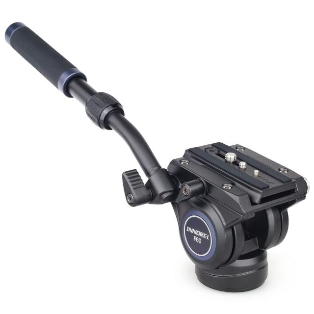 INNOREL フルード ビデオ雲台 2WAY フルード CNC アルミ合金 三脚 一脚 流体 ヘッド ２段ハンドル 長さ調整 27−41CM 撮影機材 プロDSLR