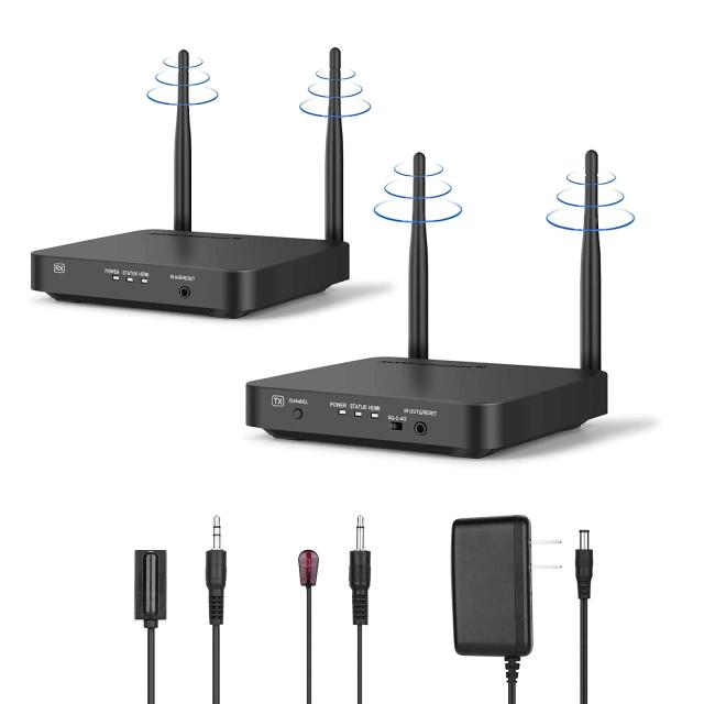 KZNTAKU ワイヤレスHDMI送受信機セット【日本技適認証取得】最大100m長距離伝送 2.4G/5G フルHD/HDTV/WUXGA/1080P/@60Hz伝送 IR信号転送