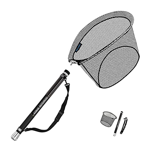 KOMCLUB ランディングネット タモ網 カーボン製 全長3.6M 伸縮ランディングポール 磯玉のセット 9本小継 ラバーコーティングネット 海釣