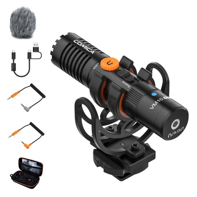 COMICA VM10 PRO 外付けマイク カメラ/スマホ/PC用ビデオマイク iPhone用ガンマイク 48kHz/24bit USB-C/3.5mmマイク 単一指向マイク ビデ