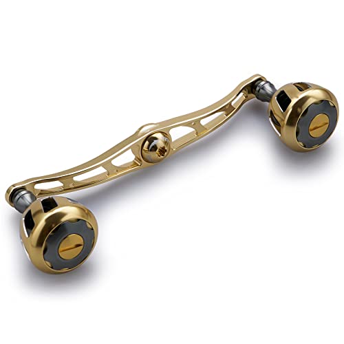 HEIGHTEN 130mm リール ハンドル 32mmノブ搭載 シマノ ダイワ アブガルシア 通用 ベイトリール 用 Wheel Series (ゴールド) (531)