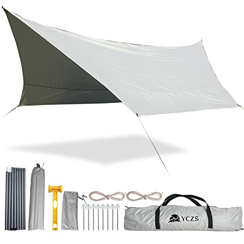 ヘキサタープ YCZS ヘキサ タープテント 6m*4.2m UVカット キャンプ用品 タープ 遮熱性 耐火性 耐水性優れ TC 延長テープ サンドベージュ