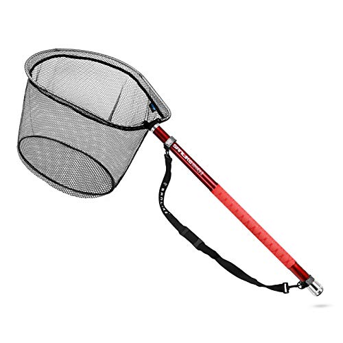 サンライク(SANLIKE) タモ網 ランディングネット たも網 ９段階 玉網 ラバーネット 釣り タモ 4つ折り枠 オーバル型 すくい網 カーボン製