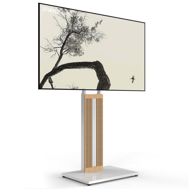 FITUEYES DESIGN 木製テレビスタンド 和風 32〜65インチ対応 強化ベース 首振り 壁寄せ TVスタンド ハイタイプ 高さ調節可能 耐荷重40kg