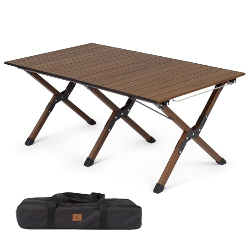 Naturehike公式ショップ アウトドアテーブル ロールトップ アルミ 耐荷重50kg 安定 ローテーブル 組み立て簡単 吊り下げ可能 軽量 コンパ