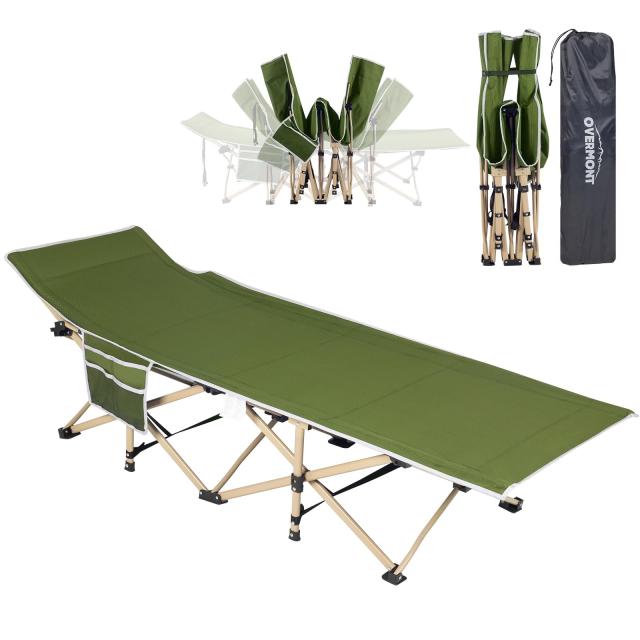 Overmont 簡易ベッド 折りたたみベッド キャンプ ベッド 耐荷重250kg 71cmワイド 2400D高密度 キャンプ コット サマーベッド 収納袋付き