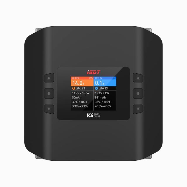 ISDT K4 高出力Lipoバッテリーバランス充電器 放電器 デュアルチャネル AC400W / DC600Wx2 1-8S Life ...