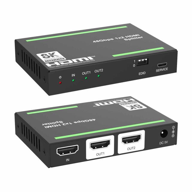 BUNGPUNG HDMI 分配器 1入力2出力 同時出力 8K@60Hz 4:2:0 12bit 4K@120Hz 4:4:4 12bit 48Gbps HDMI 2.1 HDCP 2.3 HDR対応 スマートEDID