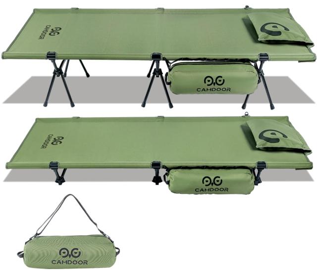 コット キャンプ 2way CAMDOOR【高密度1000Dオックスフォード＆枕カバー付き】150KG高耐荷重 コット 軽量 キャンプ コット ワイド ハイ/ロ