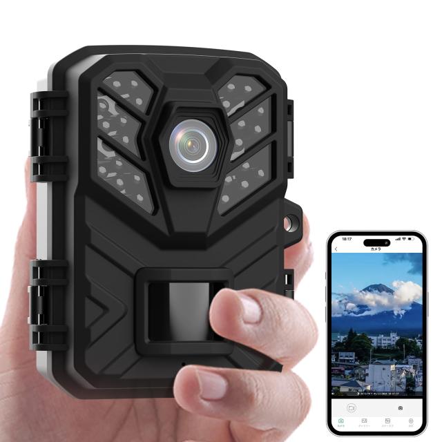 Hapimp 防犯カメラ WIFI対応 トレイルカメラ 小型 3200万画素 1080PフルHD 屋外カメラ 監視カメラ 暗視カメラ 動体検知 人感センサー 夜