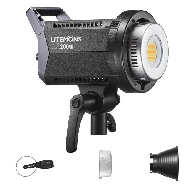 GODOX Litemons LA200Bi LEDビデオライト 230W Bowensマウント 0-100%無段階調光 2800-6500k二重色温度 1.4kg超軽量デザイン 84800lux@1m