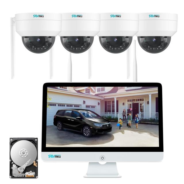 SOVMIKU 500万画素ドームカメラ4台セット3TB hdd内蔵 防水カメラ人感発光 音声警報 録音 双方向音声 AI人感センサー カメラ電源工事不要