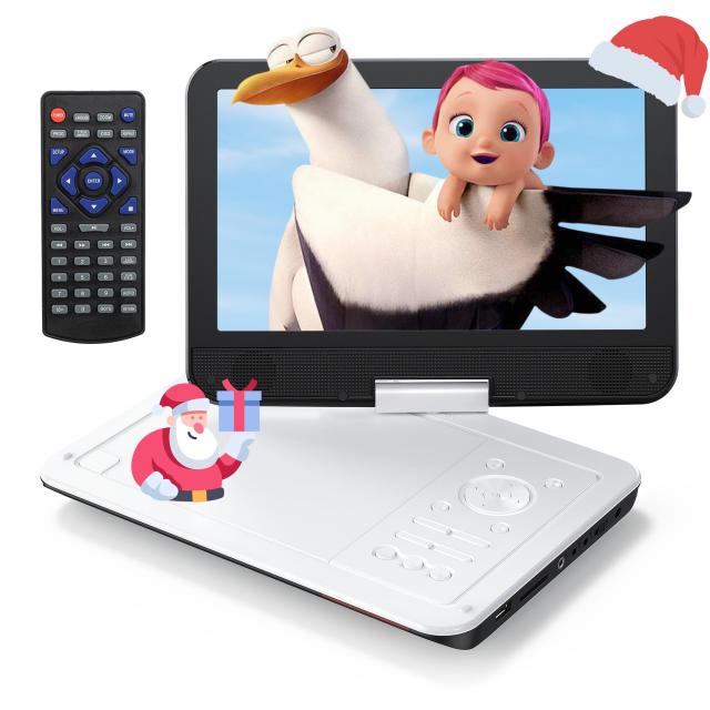 Surfola ポータブルDVDプレーヤー 12.5型 10.5インチ液晶 4~6時間再生可能 内蔵充電池 地域制限なし メモリ再生 270度回転対応 USB/SDカ