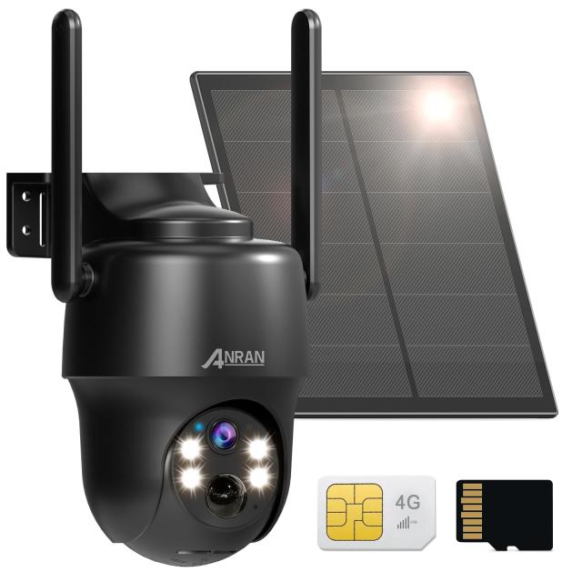 【wifi不要・SIM/SDカード内蔵】ANRAN 防犯カメラ 屋外 ソーラー 4Gカメラ lte通信 300万画素 360°広角撮影 wifiなくても使用可能 音光