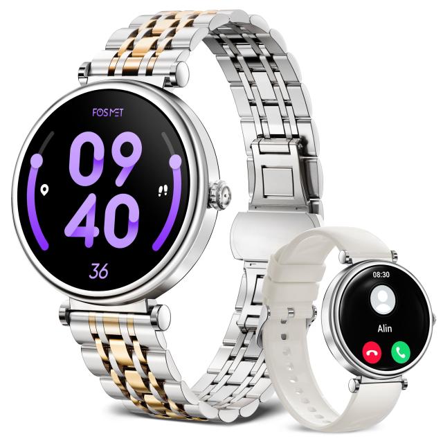 FOSMET G1 スマートウォッチ レディース 丸型 1.27インチ iPhone アンドロイド対応 Bluetooth5.3 通話機能 着信通知 おしゃれ Smart Watc