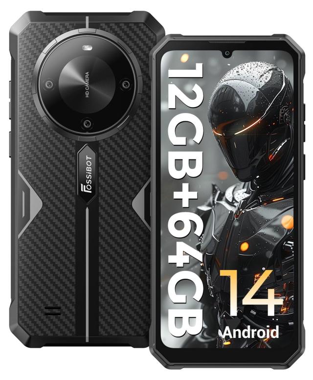「Android 14 スマホ」FOSSiBOT F105 SIMフリー スマホ 本体 12GB RAM + 64GB ROM(128GB拡張可能) 10300mAh 大容量バッテリー タフネスス