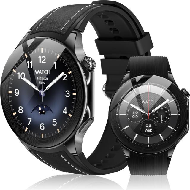 スマートウォッチ 丸型 メンズ 1.43インチAMOLEDディスプレイ 【2種ベルト付き 常時表示】 smart watch Bluetooth5.3通話 音声アシスタン