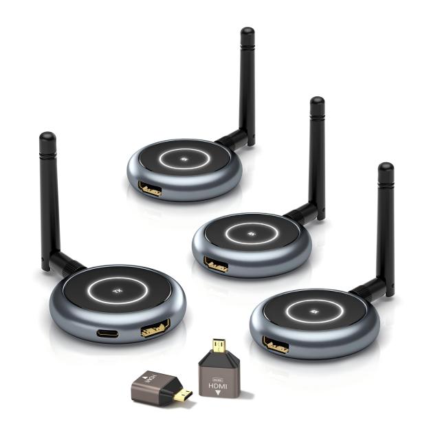 AIMIBO ワイヤレス HDMI 送受信 1×送信機+3×受信機セット HDMI 無線化 受信機4台増設可能 拡張モード対応 1080P/5Ghz/50m安定転送距離