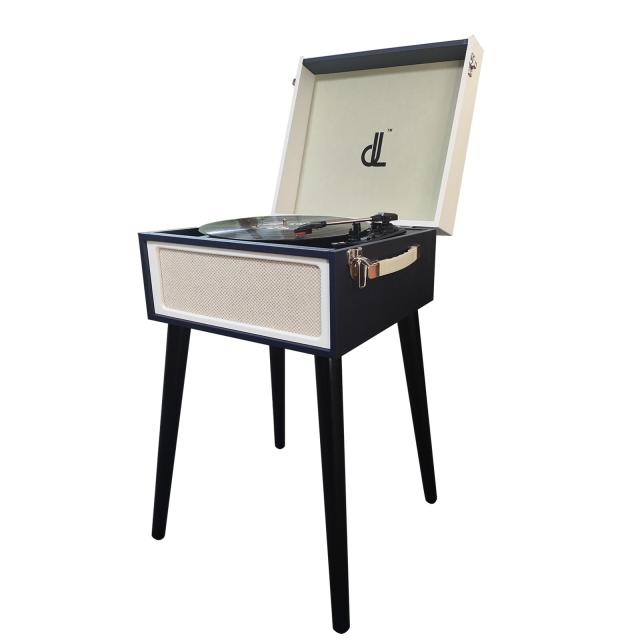 DLITIME レコードプレーヤー 脚付き スピーカー内蔵 BT対応 ヘッドホン端子 33/45/78回転対応 AUX IN端子 RCA OUT端子 日本語説明書 交換