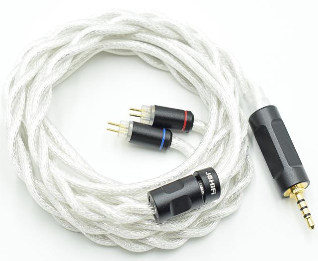 【JSHiFi-Memory】2pin2.5mmリケーブル 2芯バランス同軸ケーブル銀メッキ・単結晶銅混合線材 2.5？イヤホンアップグレードケーブル 2pin