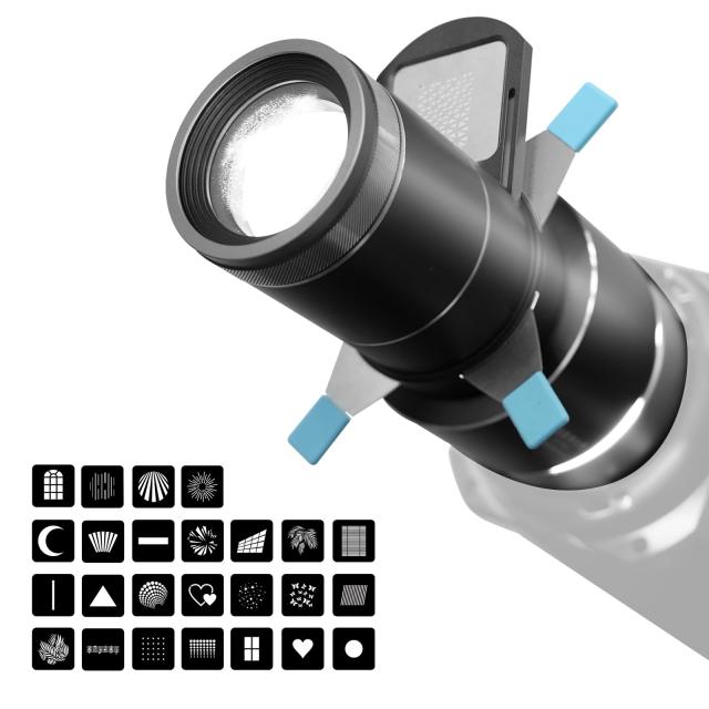 DF DIGITALFOTO スポットライトスヌート 円錐形スヌートキット レンズ 4色フィルター 25ゴボ アタッチメント用 Bowens ボーエンズ マウン