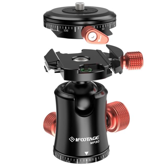 IFOOTAGE 自由雲台三脚ボール雲台 MP30デュアル360°パノロミック撮影三脚ボール雲台ボールヘッドマウント三脚一脚スライダーデジタル一