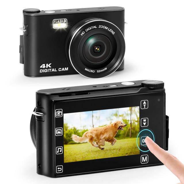 デジカメ 4Ｋデジタルカメラ 6400万画素 ミニカメラ 3.0インチタッチスクリーン USB-C入力・出力 コンパクト 軽量 充電式 小型こんでじカ