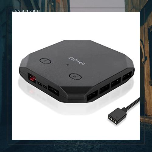 upHere ファン転送ハブ 最大14基 12V変換5Vファンハブ 5V 3PINアドレサブルARGBファン用8ポートとPWMファン用6ポート ...