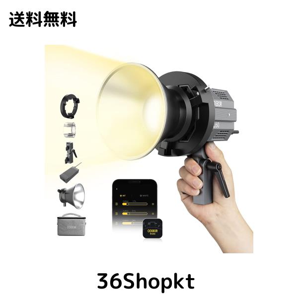 Moman 撮影用ライト, COLBOR CL60 超軽量 作業出力80W 色温度2700-6500K CRI97 46066lux アルミ製 10種類照明効果 APP制御 Bowensマウン