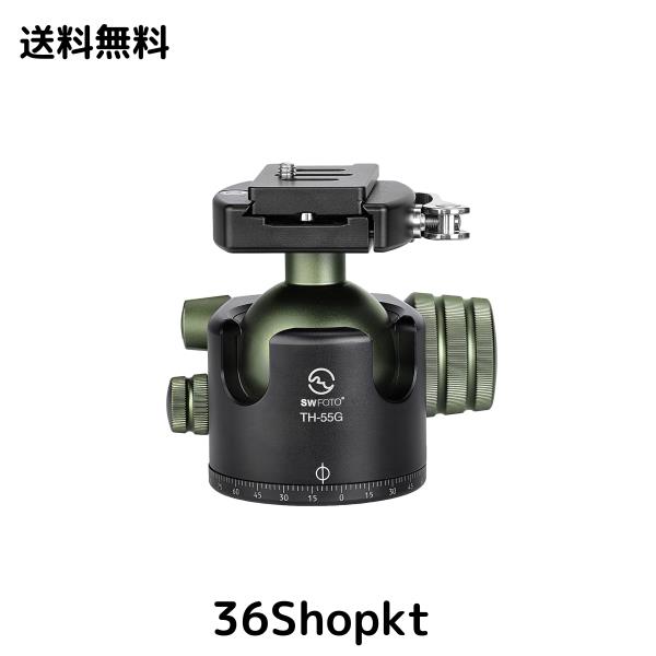 SWFOTO 55mm大型自由雲台レバー アルカスイス互換 耐荷重35 kgアーミーグリーン