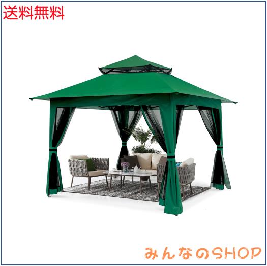 ABCCANOPY タープテント 風抜け ガゼボ 大型テント 8-10人用 蚊帳 テント メッシュタープ スクリーンタープ 防虫テント ガーデンテント