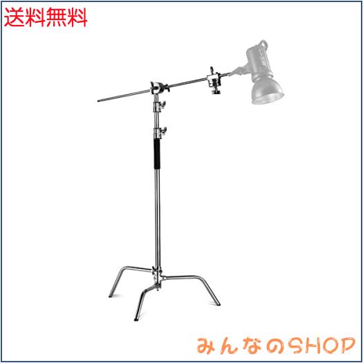 NEEWER Cスタンド プロ100%ステンレス鋼 耐荷重 頑丈 ブームアーム/128cmホールディングアーム/2グリップヘッド付き 最大高さ320cm 撮影