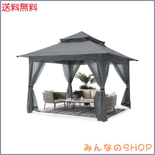 ABCCANOPY タープテント 風抜け ガゼボ 大型テント 8-10人用 蚊帳 テント メッシュタープ スクリーンタープ 防虫テント ガーデンテント